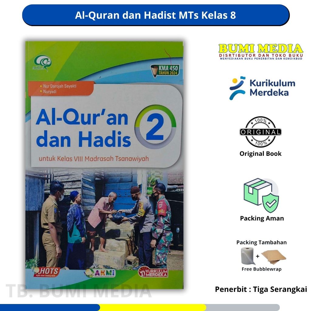 Jual Buku Al-Qur'an dan Hadis (AQDIS) Revisi1 MTs Kelas 8 Tiga Serangkai AQILA Kurikulum Merdeka ...