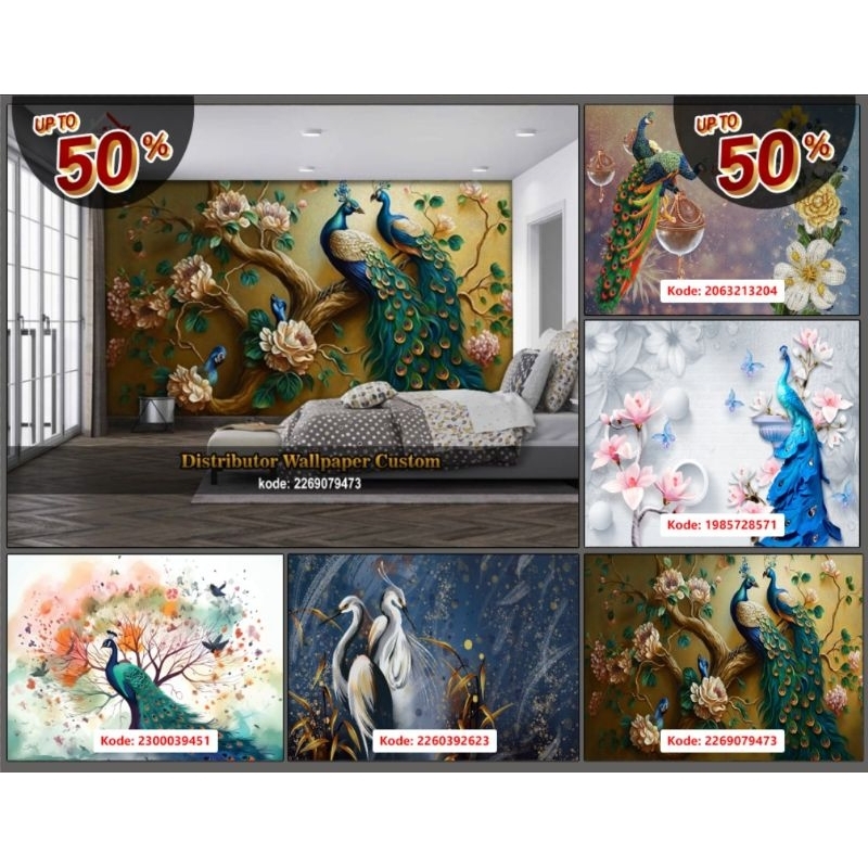 Jual Wallpaper Custom 3D Tema Burung Merak | Peacock | Wallpaper Kamar ...