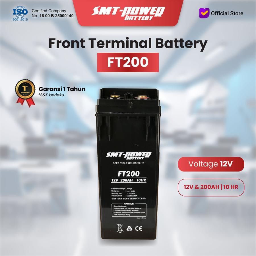 Jual FT200 FRONT TERMINAL Battery SMT Power 12V 200AH 10HR Baterai Deep ...