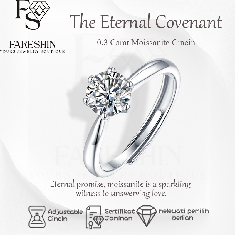 Jual Fareshin Cincin Ring Moissanite Original Wanita Sertifikat GRA ...