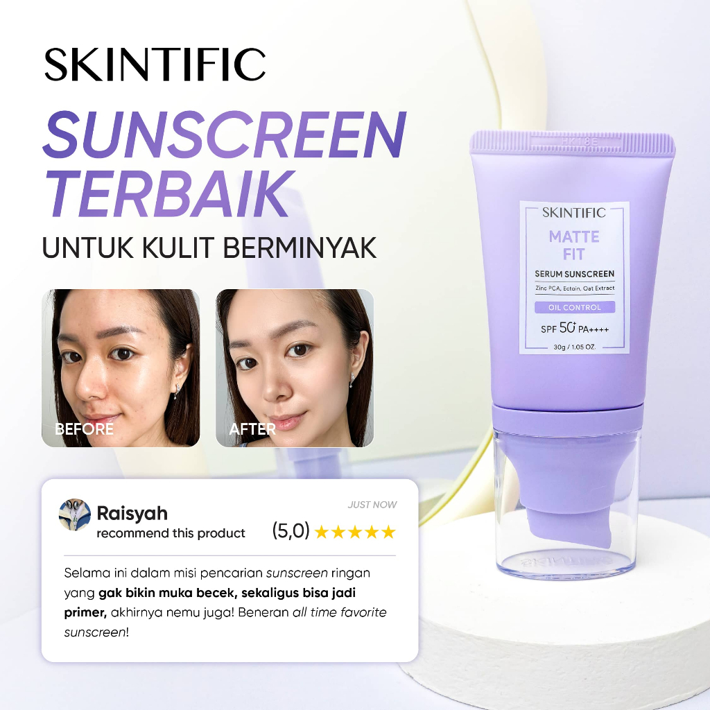 Jual [SKINTIFIC AUTHORIZED] Matte Fit Serum Sunscreen 50ml SPF 50+ PA ...