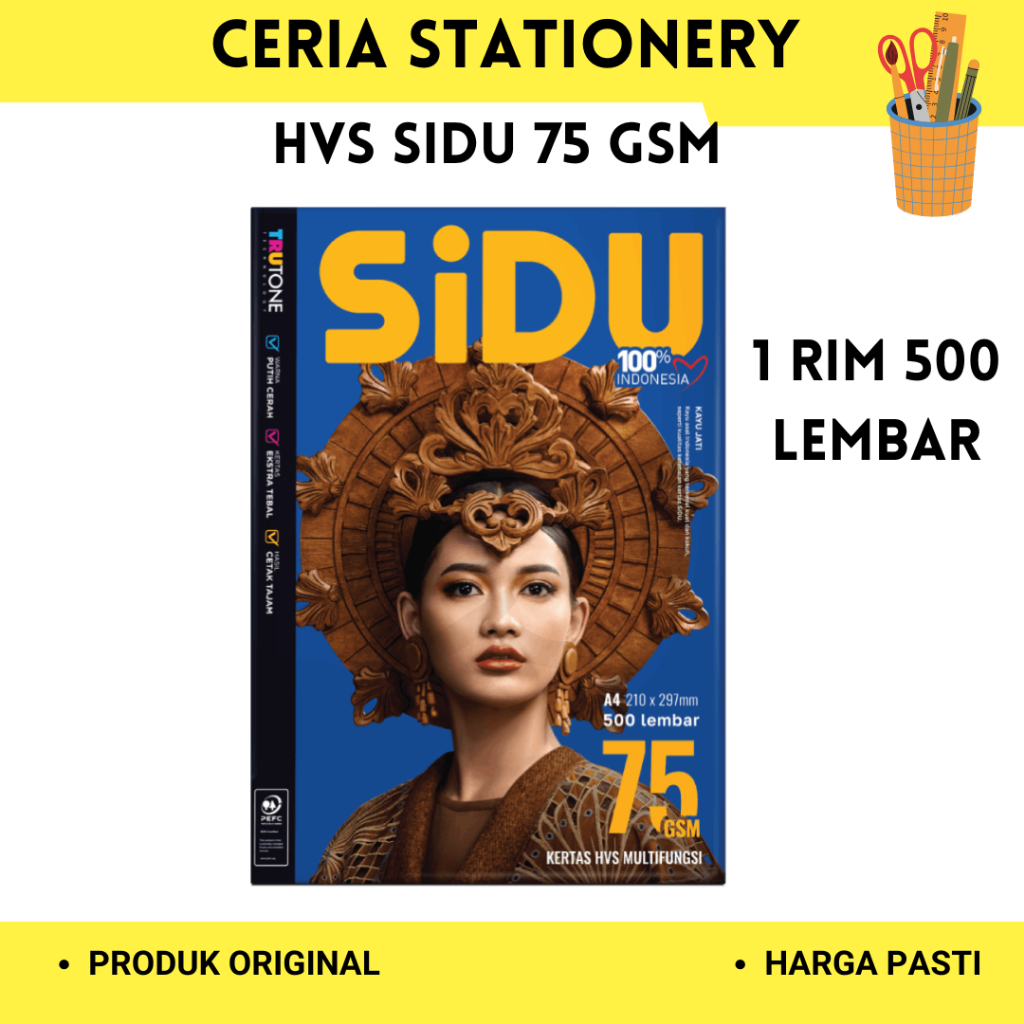 Jual Kertas HVS Sidu A4 75 Gsm / 1 Rim 500 Lembar / HVS Sinar Dunia 75 Gram | Shopee Indonesia