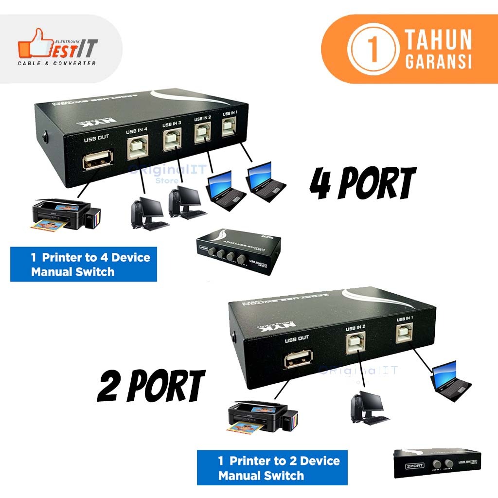 Jual USB Data Switch Printer manual 2 port 4 port NYK | Shopee Indonesia