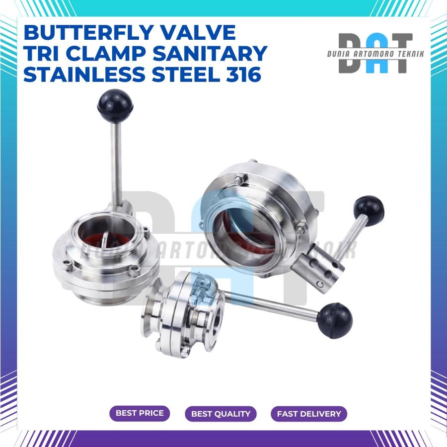 Jual 4" Butterfly Tri Clamp Sanitary / Butterfly Valve Sanitary Tri ...