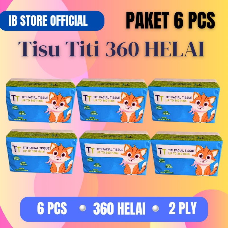 Jual ( PAKET 6 PCS ) Tissue Titi Tisu Wajah 360 HELAI 2ply | Shopee ...