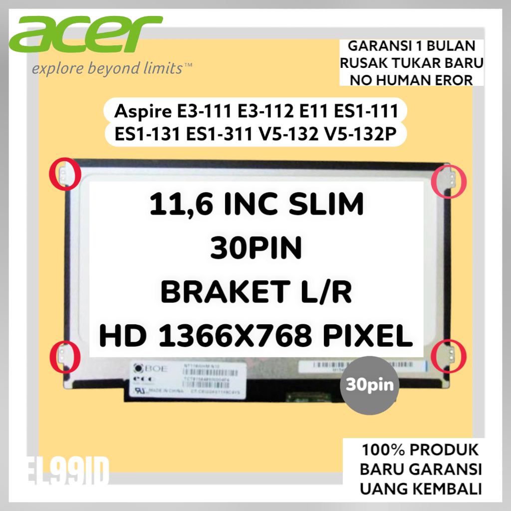 Jual LCD LED Acer E3-111 E3-112 E11 ES1-111 ES1-131 ES1-311 V5-132 V5-132P | Shopee Indonesia