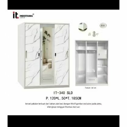 Jual Lemari Pakaian 3 Pintu Plat Besi - Lemari Plat Besi Sliding - Medan | Shopee Indonesia