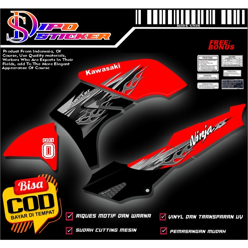 Jual sticker striping ninja ss custom API transparan UV (bisa riquest ...