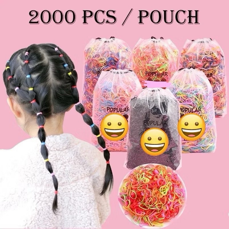 Jual 2000pc KARET WARNA JEPANG | KARET RAMBUT 2000 PCS POUCH KARET ...