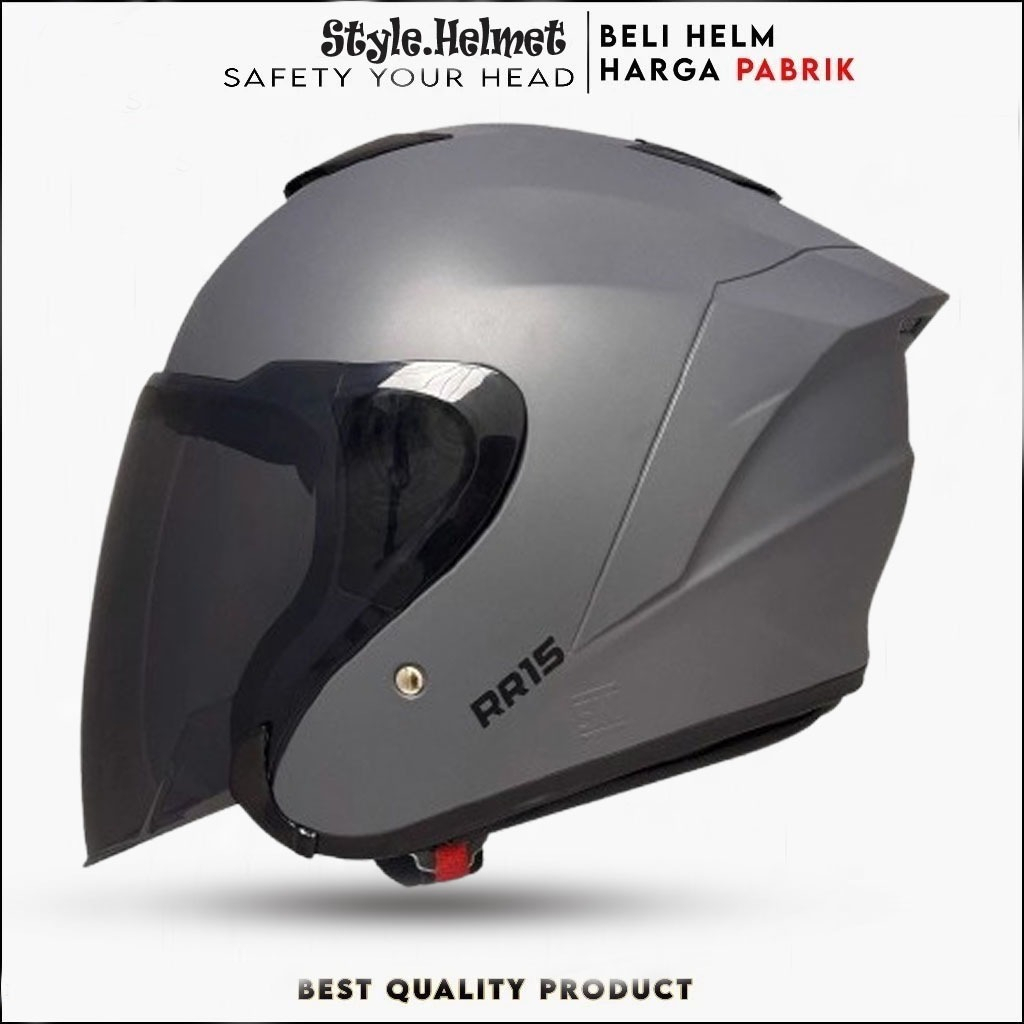 Jual Helm Half Face Mla Kairoz Solid Grey Stone Doff Kaca Hitam/Helm ...