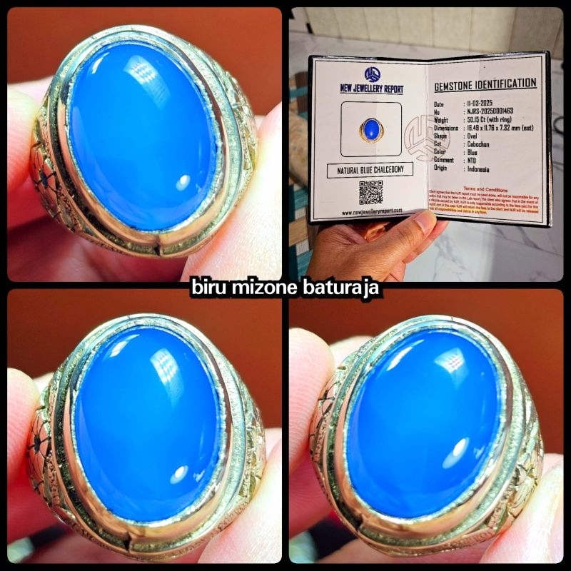 Jual natural batu biru mizone baturaja serat kura + sertifikat lab ...