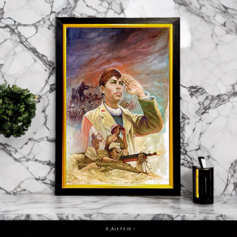 Jual hiasan dinding lukisan cetak gambar jendral sudirman plus binkai ...