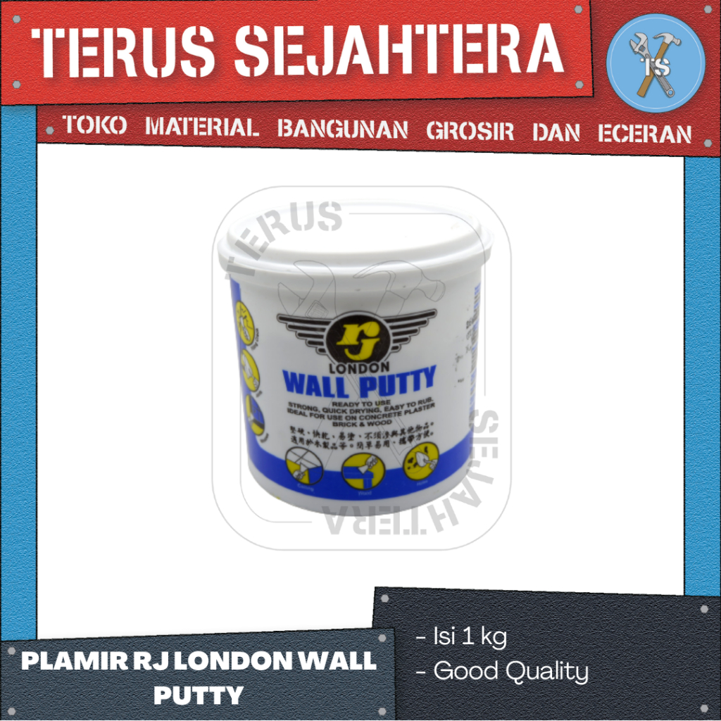 Jual Plamir RJ London Wall Putty 1Kg // Dempul Tembok// Dempul RJ ...