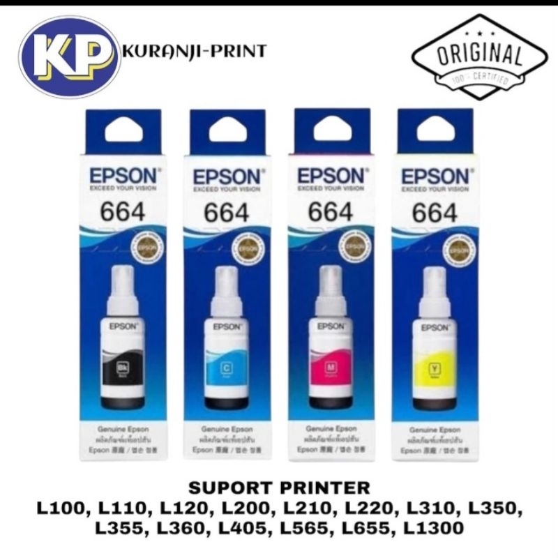 Jual TINTA EPSON 664 ORIGINAL 1 SET L100/L110/L120/L210/L220/L310/L350/L355/L360/L1300 | Shopee ...