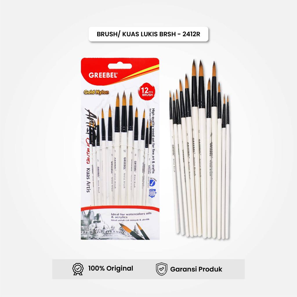 Jual Greebel Kuas Lukis Brush Paint Set Kuas Melukis [ 2412R ] | Shopee ...