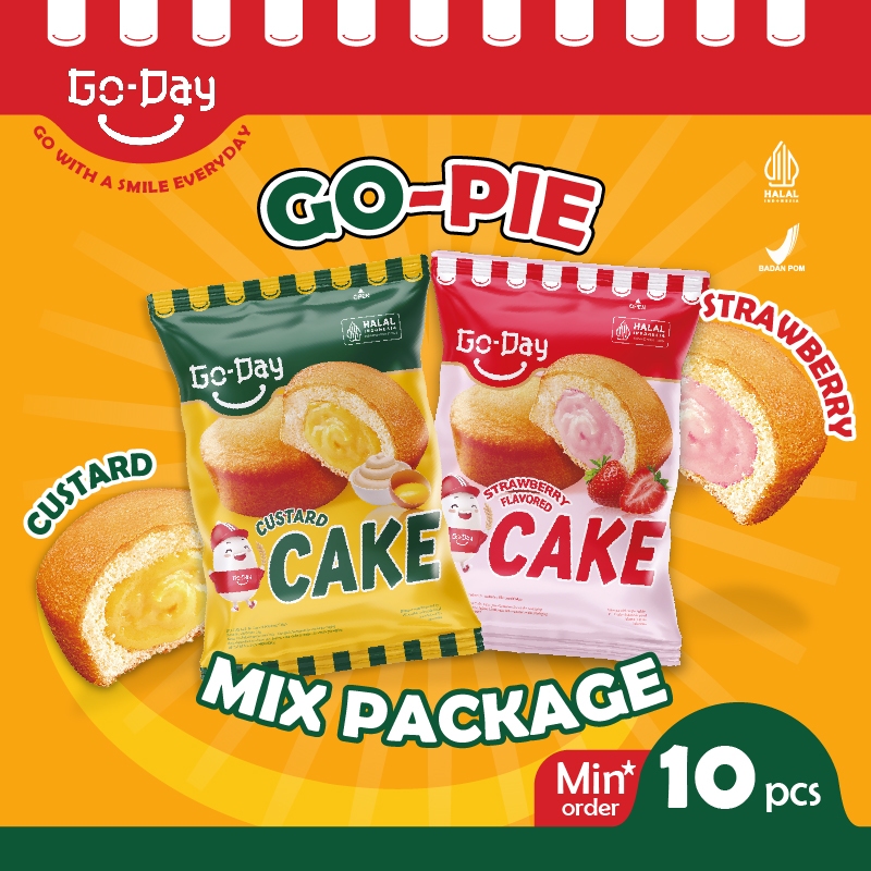 Jual Mix GoDay Go-Pie Cake 10 Pcs (Custard & Strawberry) - BOLEH MIX ...