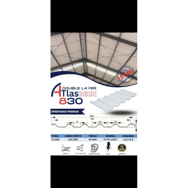 Jual atap upvc dobel layer atlasdeck 830 | Shopee Indonesia