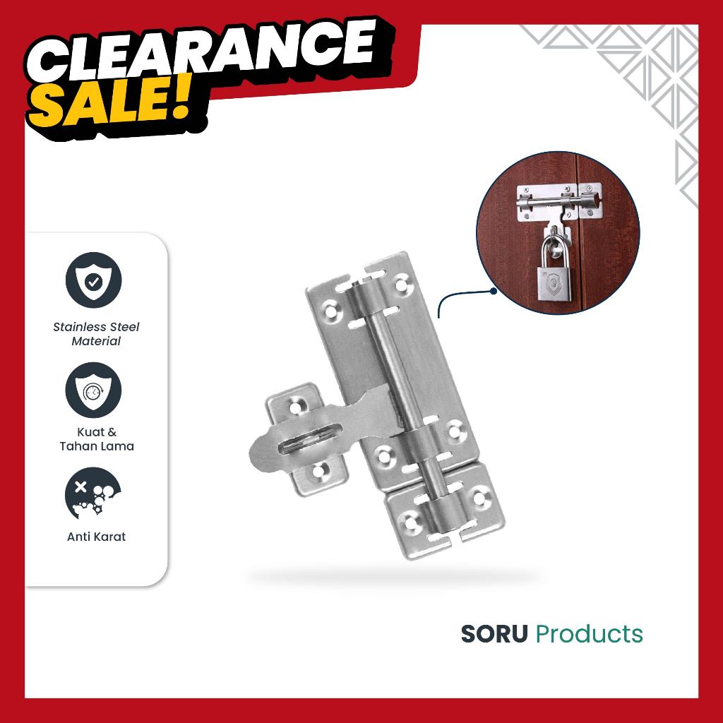 Jual SORU - Grendel Slot Kunci Pintu Jendela - Overpal Door Latch ...