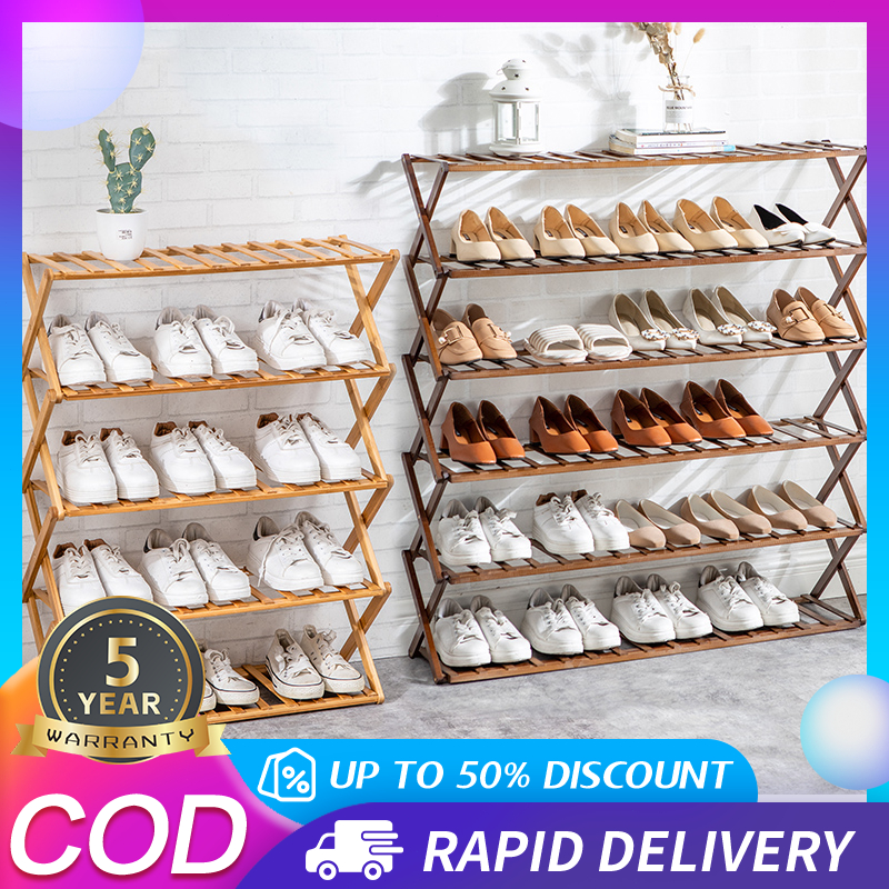 Jual Rak Sepatu Bambu Lipat 5 Susun Premium Organizer Minimalis Tahan ...