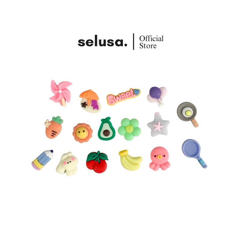 Jual SELUSA PIN STICKER 3D Bundling Isi 5 Random Resin Clay/ Free Lem ...