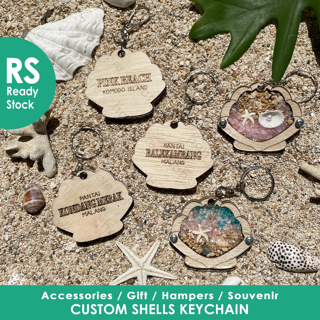 Jual RS CUSTOM Nama Pantai Gantungan Kunci Kayu & pasir kerang bintang ...