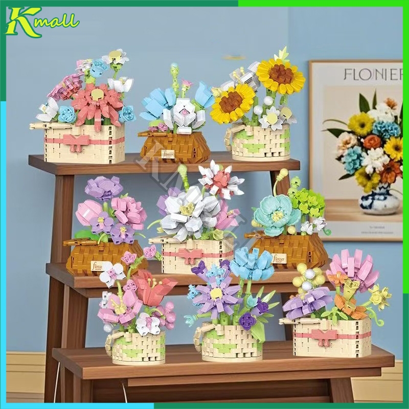 Jual Susun Block Mainan Bouquet / Flower Brick Balok / DIY Buket Bunga ...