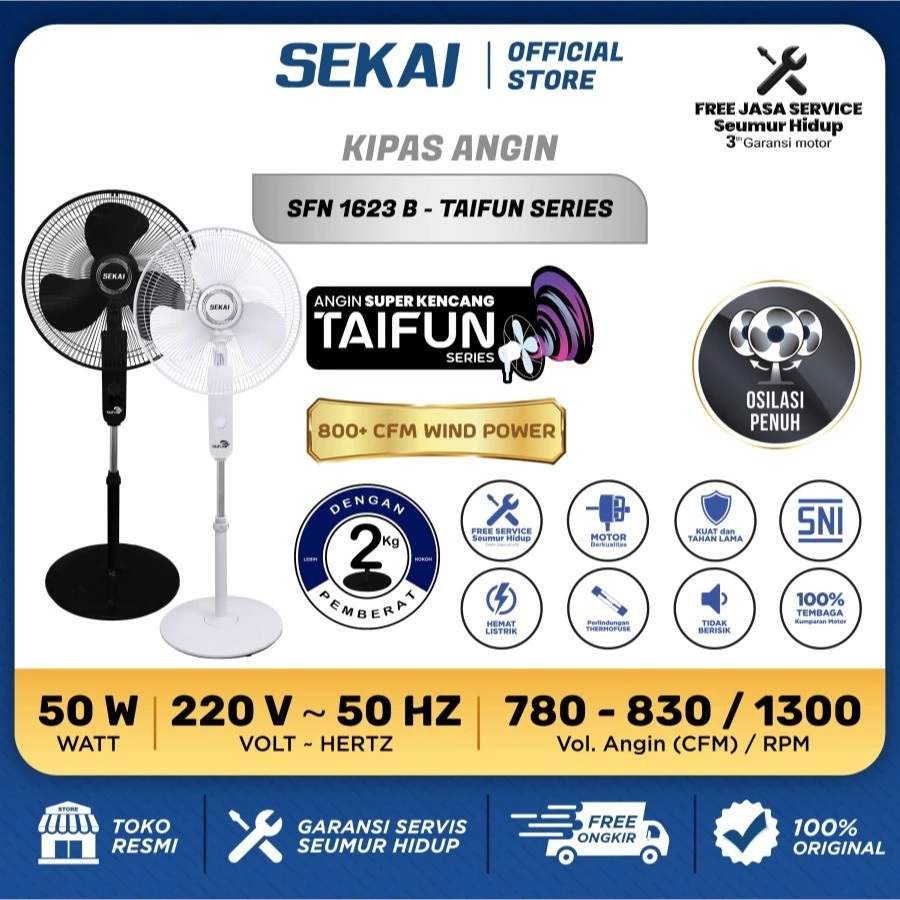 Jual SEKAI Stand Fan 16 Inch Taifun Series Kipas angin berdiri SFN ...