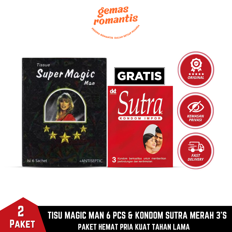 Jual Tisu Magic Man Original Untuk Pria Tahan Lama 6 Sachet + Kondom ...