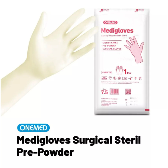 Jual sarung tangan steril handscoon medigloves onemed / medi gloves ...
