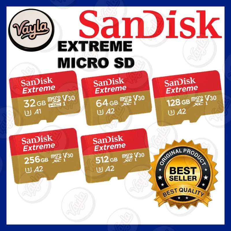 Jual Sandisk Extreme micro SD 32GB 64GB 128GB 256GB 512GB 1TB 2TB UHS-I C10 V30 U3 A2 4K Memory ...