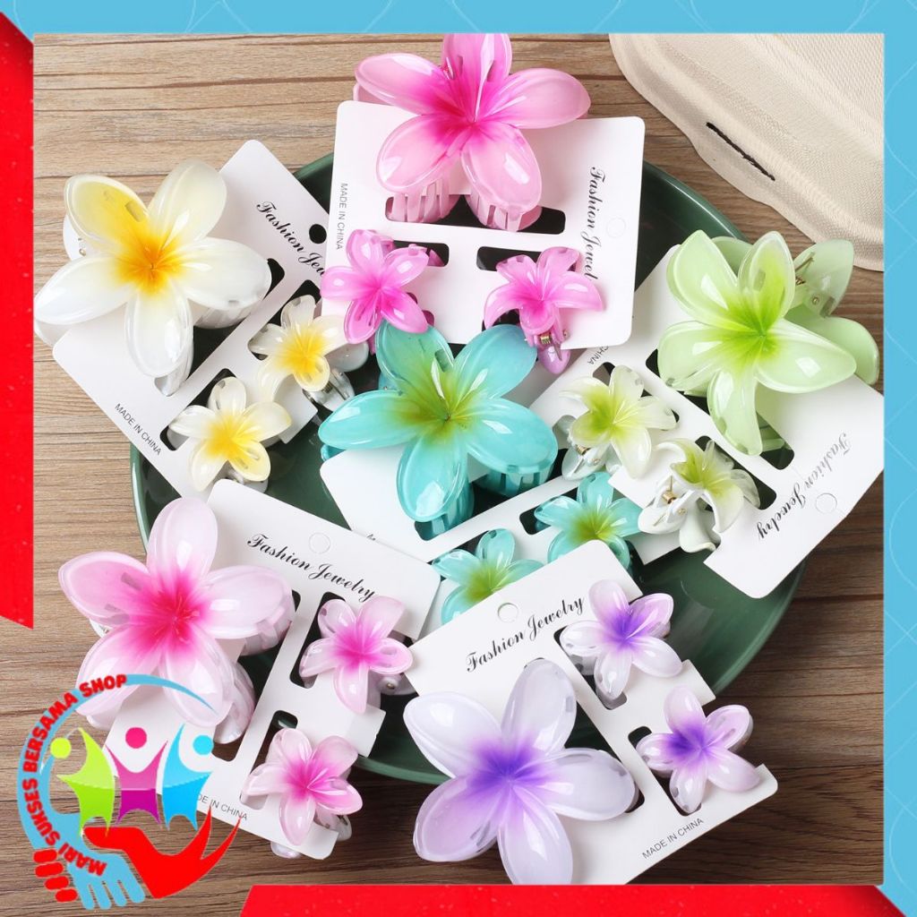 Jual MSBS Jepitan Rambut 3in1 Cantik Model Bunga Kamboja Hair Clip ...