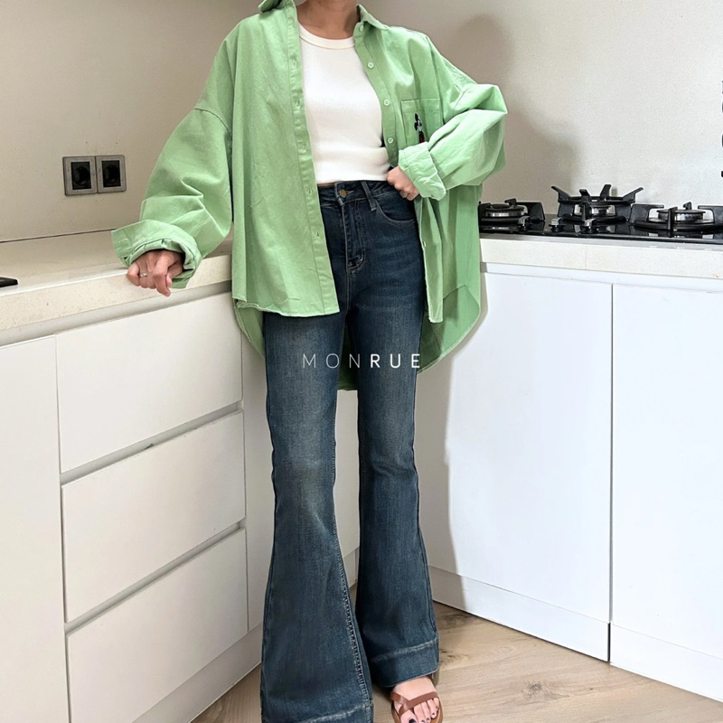 Jual MONRUE Merlin Stretch Flare Jeans | Shopee Indonesia