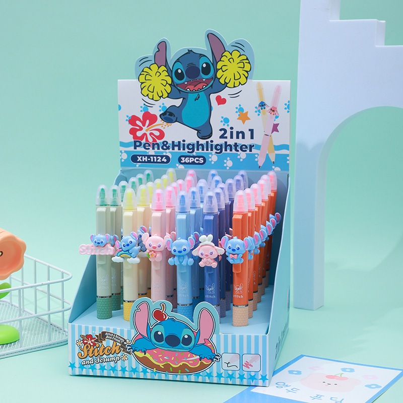 Jual {Stitch} (1 pcs) Set Pen Akrilik dan Highlighter Lucu dan Imut ...