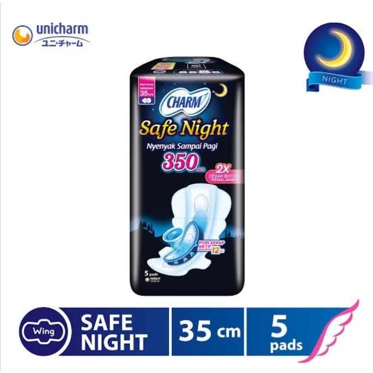 Jual Charm Pembalut Safe Night 35cm 5 pads | Shopee Indonesia