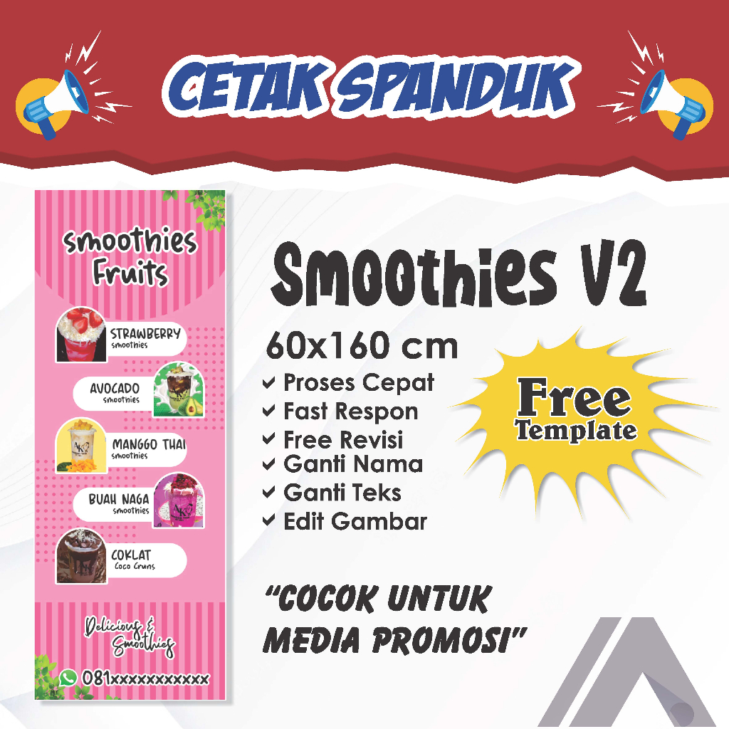 Jual Cetak Spanduk Smoothies Fruits V2 60X160 BISA CUSTOM | Shopee ...