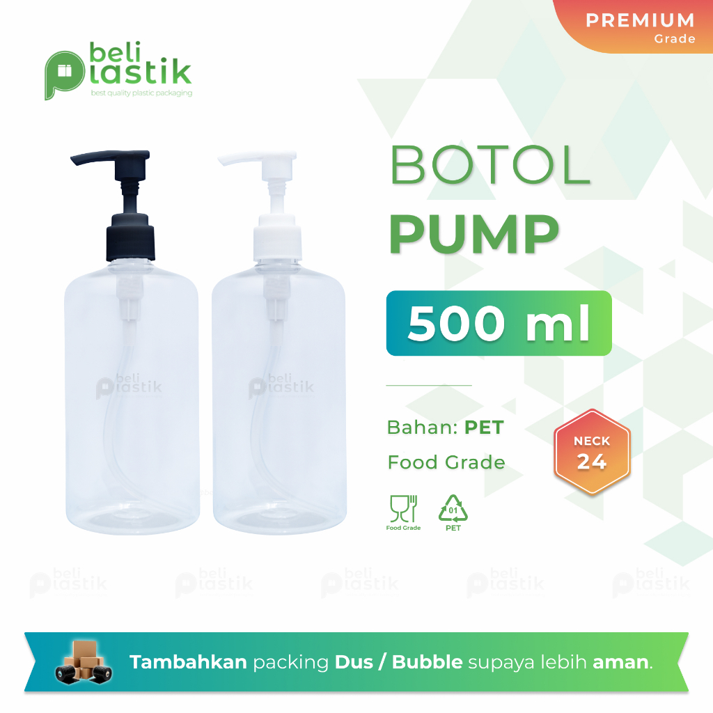 Jual Botol Pump 500ml - Botol Plastik Sabun Shampoo Lotion Skincare Cream Travel Putih Bening ...