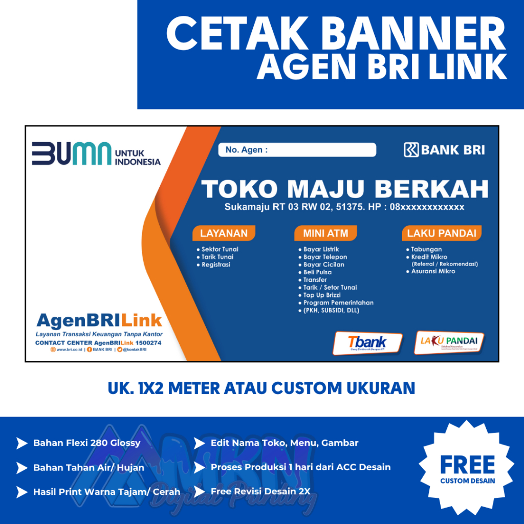 Jual Cetak Banner Spanduk BRI Link Desain Kekinian Bisa Custom Desain ...
