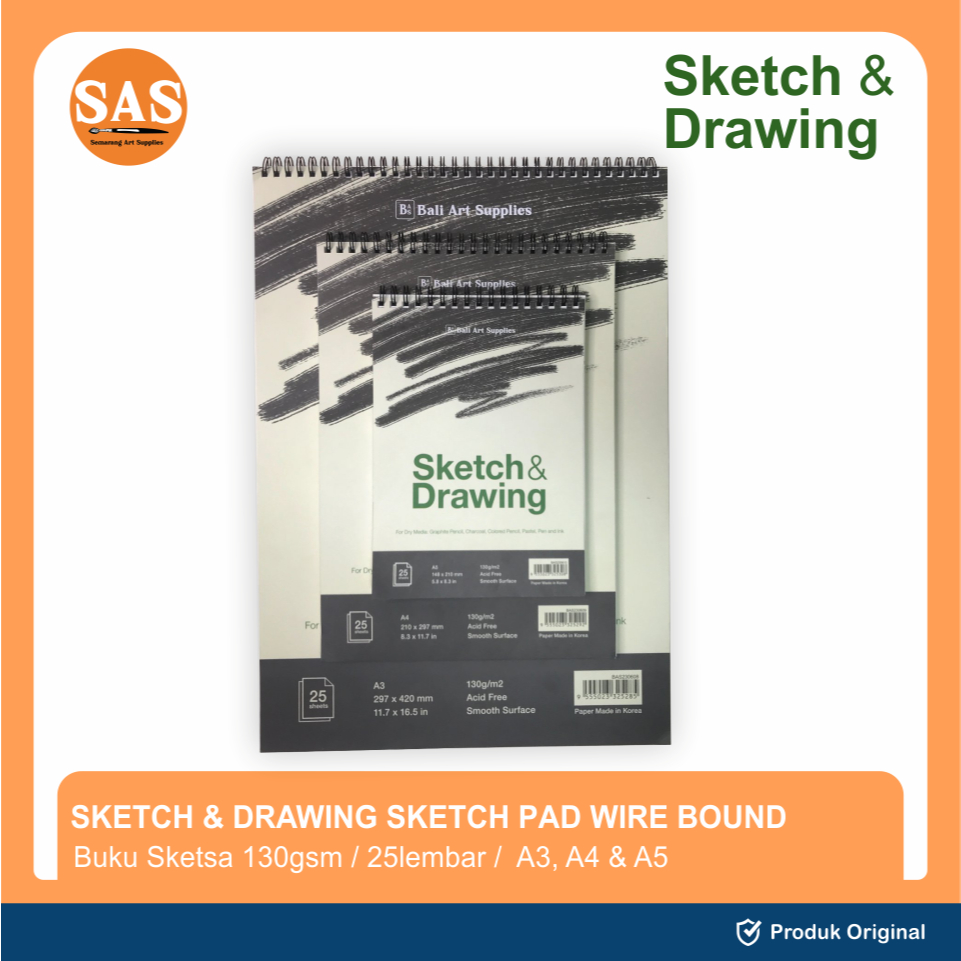 Jual SAS - Sketch & Drawing - Wire Bound SketchPad - 25 Lembar A3/A4/A5 ...