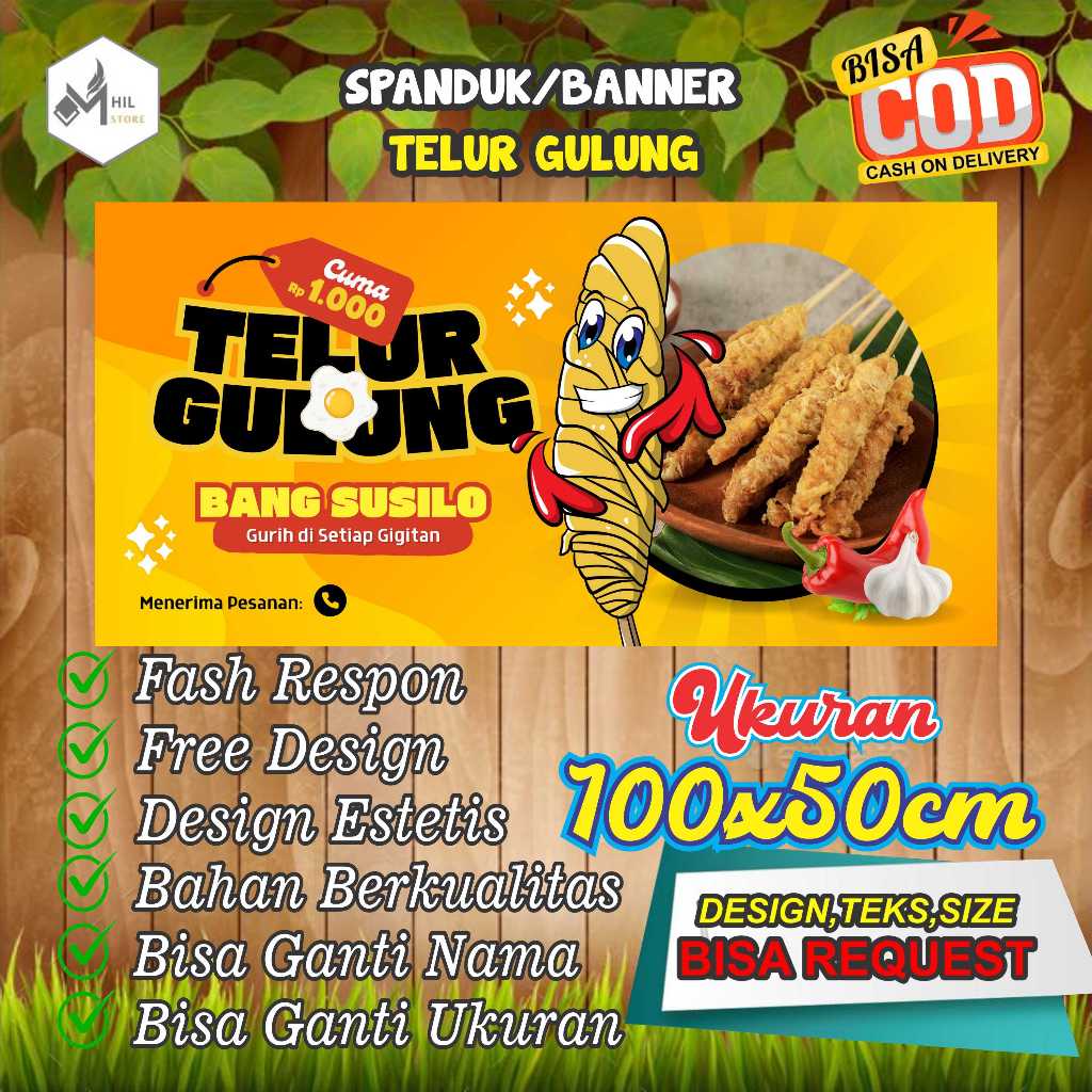 Jual Spanduk Banner Size 100x50cm TELUR GULUNG Free Custom Design Dan ...