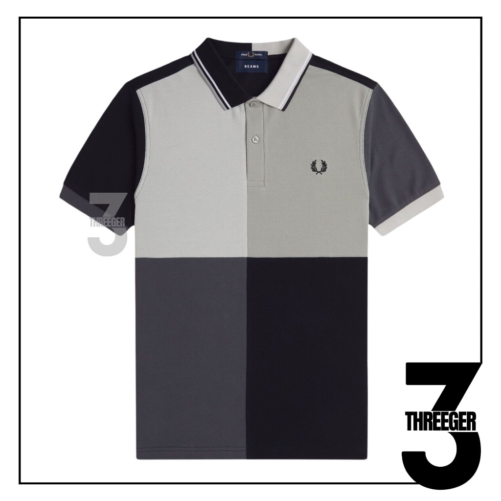 Jual Fred Perry x Beams Patchwork Polo Black Original / Kaos Fred Perry ...