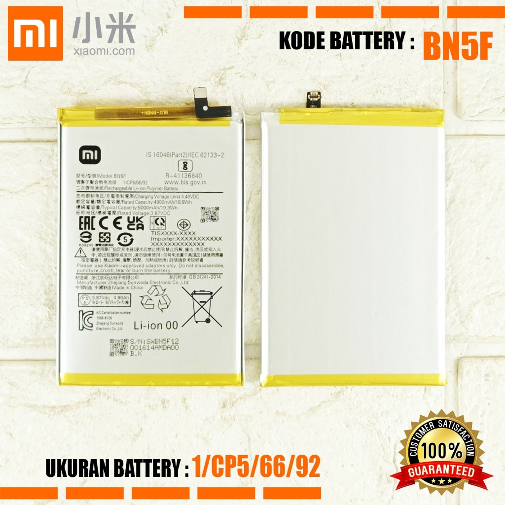 Jual Baterai Battery Original BN5F / BN-5F + obeng Compatible Hp Xiaomi ...