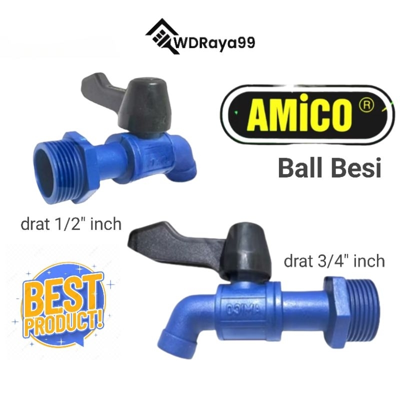 Jual Kran Air 1/2" 3/4 " Kran Amico PVC Tebal Ball Besi | Shopee Indonesia