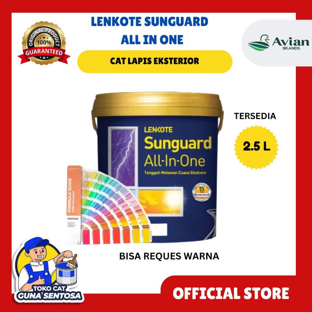 Jual CAT TEMBOK EKSTERIOR PREMIUM AVIAN LENKOTE SUNGUARD ALL IN ONE ( 2 ...