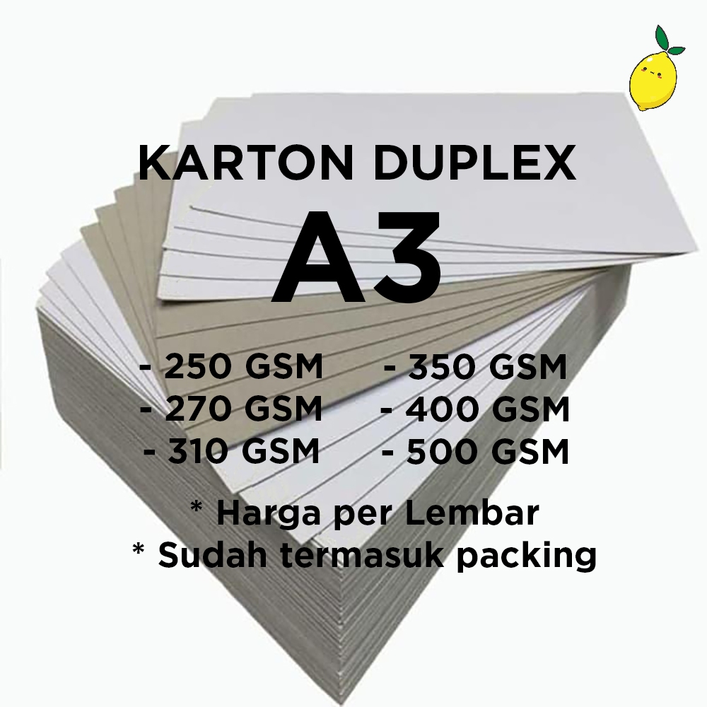 Jual Kertas Karton Duplex A3 / Duplex Paper / Kertas Duplek 1 Lembar ...