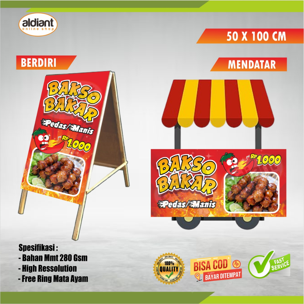 Jual BANER JUALAN BAKSO BAKAR UKURAN 50X100 CM 2 PCS | Shopee Indonesia