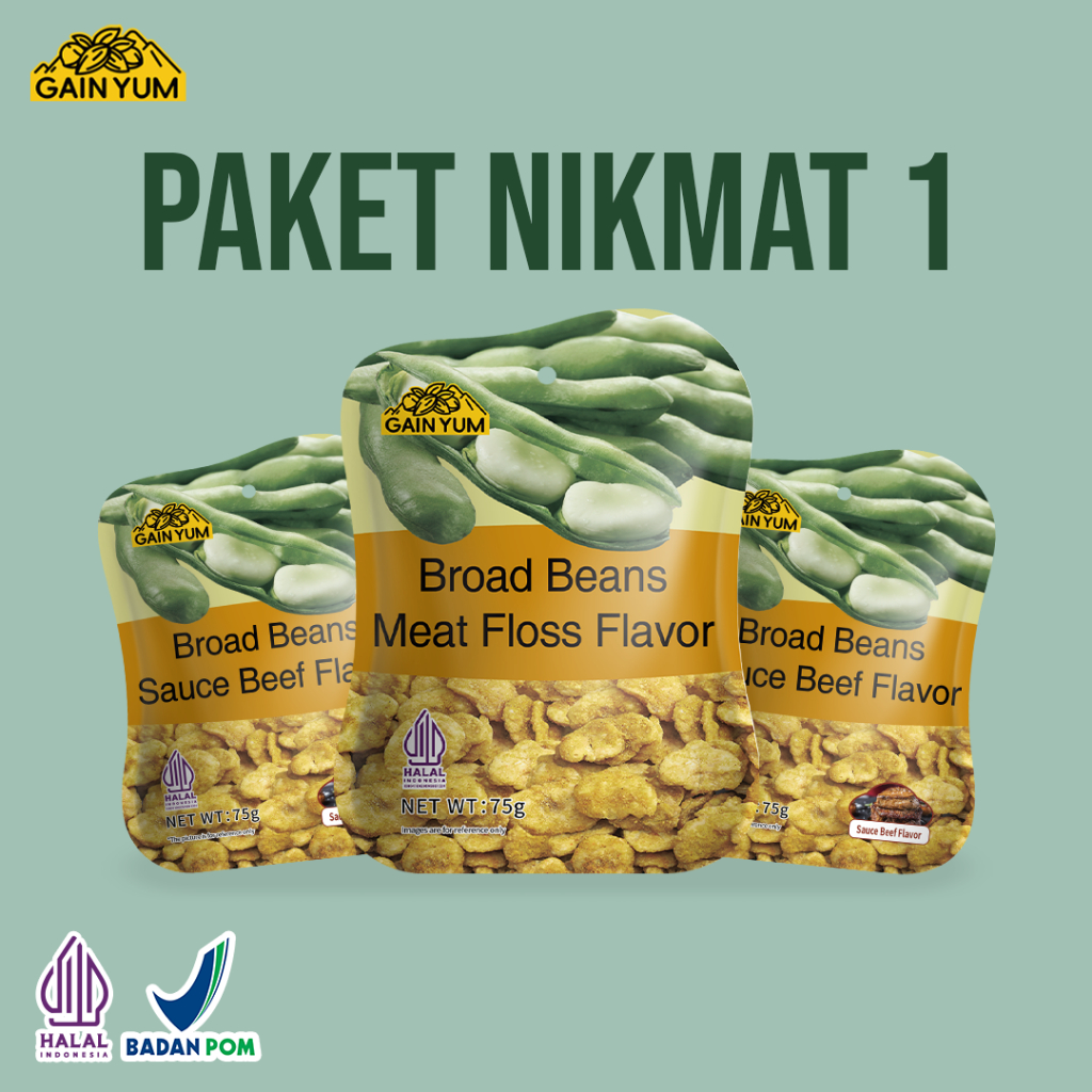 Jual [ PAKET NIKMAT 1 ] Gain Yum Snack - Kacang Koro Rasa Sapi dan Abon ...
