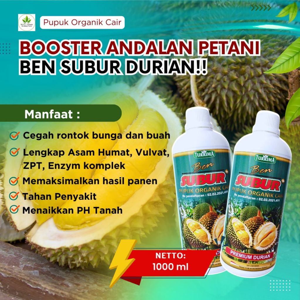 Jual BEN SUBUR DURIAN PREMIUM, PUPUK CAIR ORGANIK PELEBAT BUAH DURIAN ...