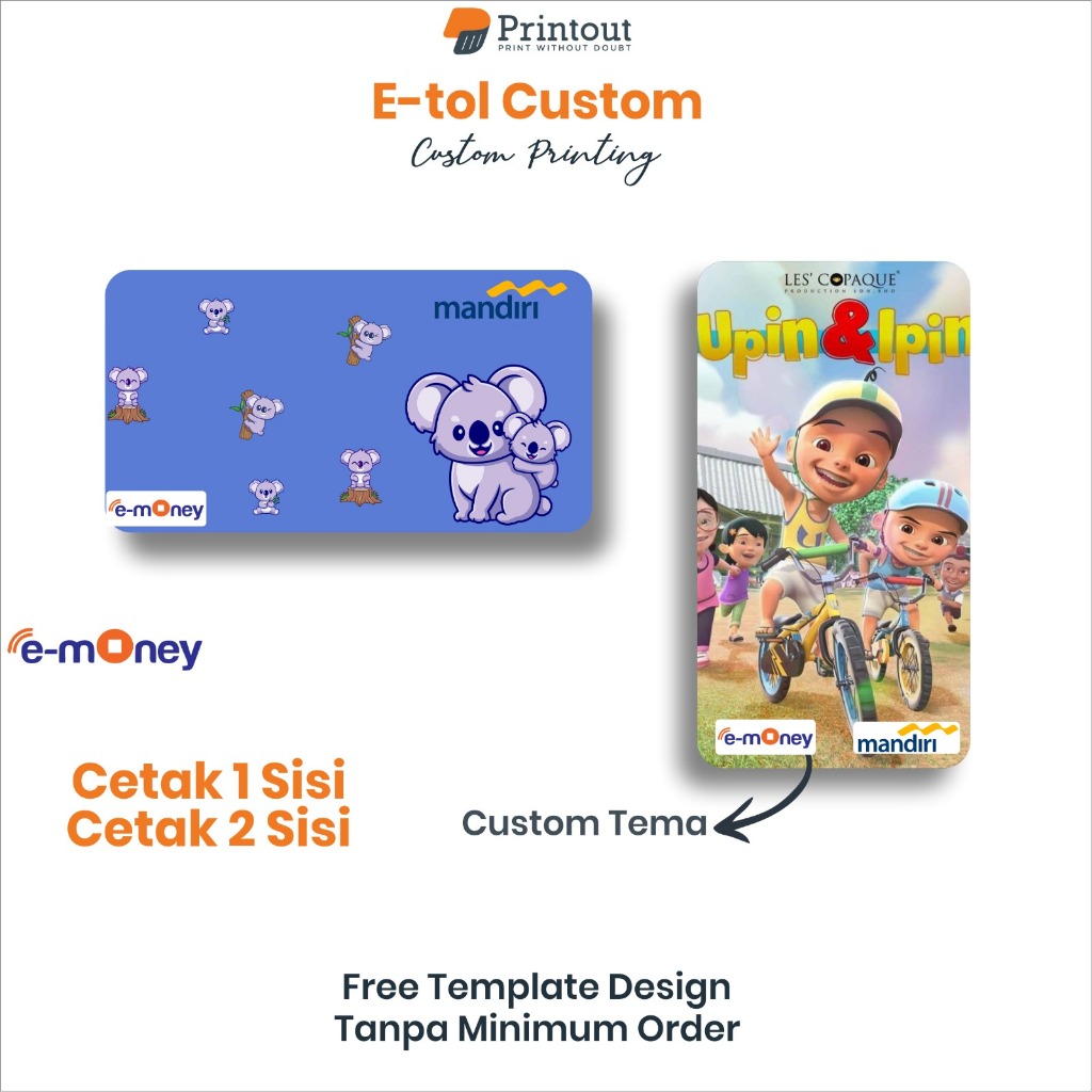 Jual Printout E-toll Custom | Emoney Custom Bebas Desain | Kualitas ...