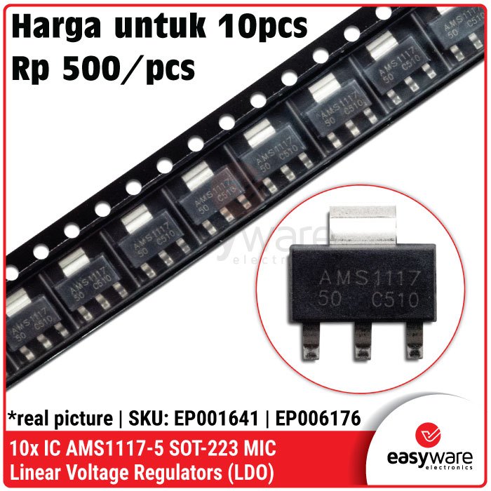 Jual 10x AMS1117-5 SOT-223 AMS1117 5V SMD IC LDO Voltage Regulator | Shopee Indonesia