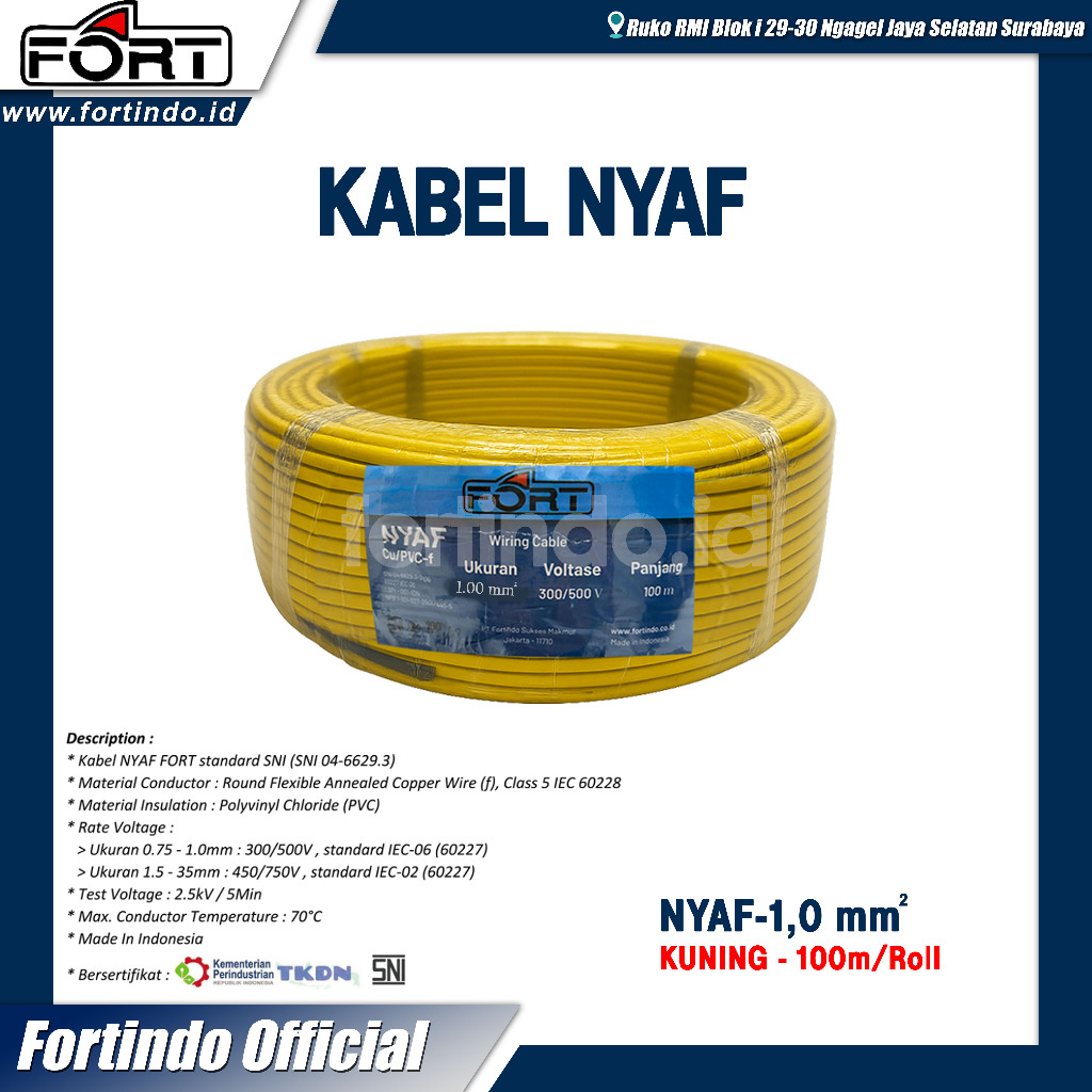 Jual Kabel Wiring NYAF-1.0 mm Hitam Merah Kuning Biru Kuning-Hijau Abu ...